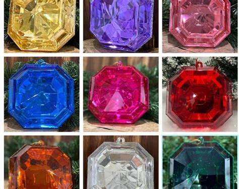 6 Square Gem Square Cut Ornament Gem Ornament Jewel Ornament
