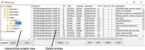using the defect log editor