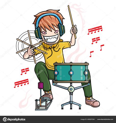 드러머 스네어 캐릭터 디자인 스톡 벡터 ©ziemanz 468287548