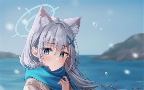 Sunaookami Shiroko A Beautiful Anime Girl With Gray Long Hair And Blue
