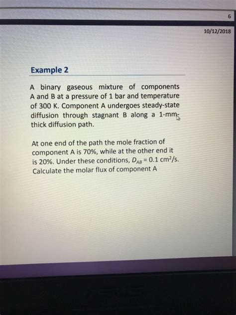 Solved Example A Binary Gaseous Mixture Of Chegg