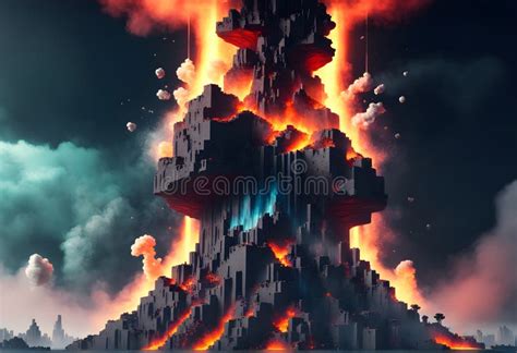 Eruption Of Minecraft World Exploding Minecraft Colorful Cubes Paint