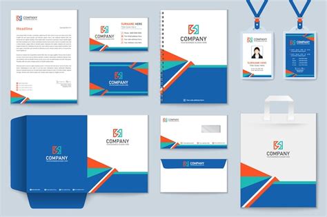 평면 디자인 전문적이고 현대적인 기업 편지지 템플릿 프리미엄 벡터