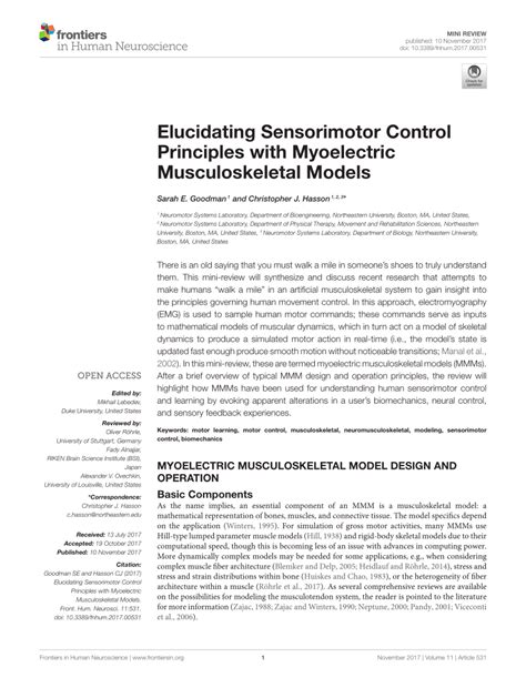 Pdf Elucidating Sensorimotor Control Principles With Myoelectric