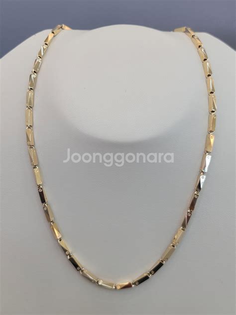 18k 남자 대나무체인 금 목걸이 목걸이팬던트 중고나라
