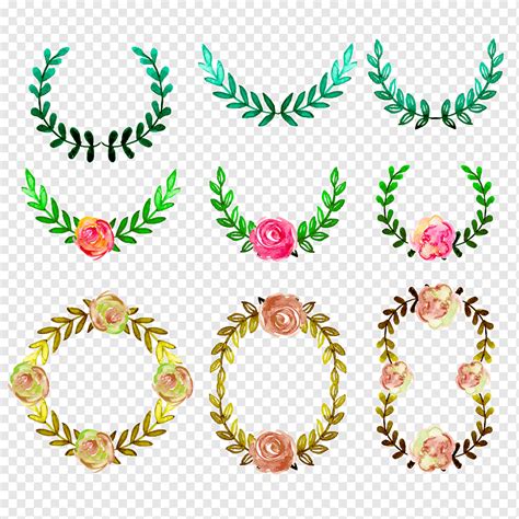 수채화 프레임과 나뭇잎 화환 Png Pngwing