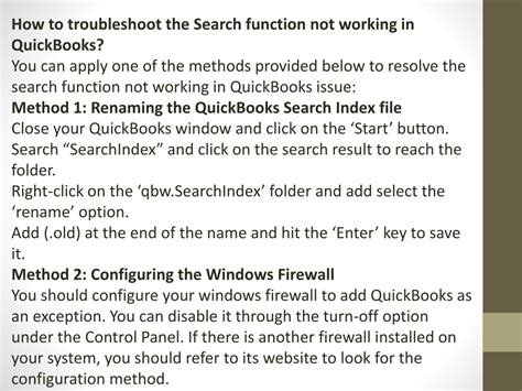 Ppt What To Do If Quickbooks Search Not Working Issue Appears Powerpoint Presentation Id