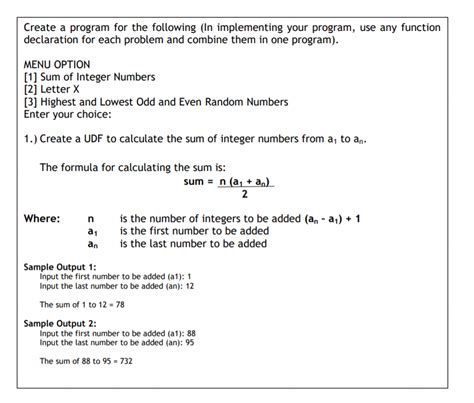 Solved Create A Program For The Following In Implementing Chegg