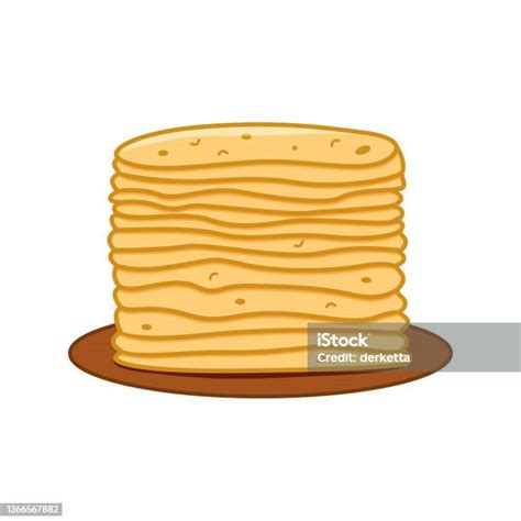 접시에 얇은 팬케이크의 스택 벡터 낙서 그림 아침 식사에 맛있는 패스트리 슈로브타이드간식 Shrove Tuesday에 대한 스톡 벡터 아트 및 기타 이미지 Istock