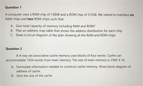 Question A Computer Uses A RAM Chip Of X And A Chegg