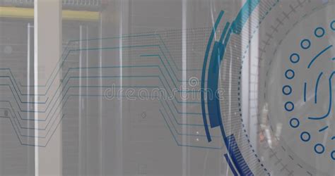 Image Of Biometric Fingerprint Round Scanner Against Computer Server