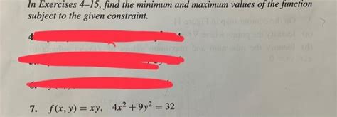 Solved In Exercises Find The Minimum And Maximum Chegg