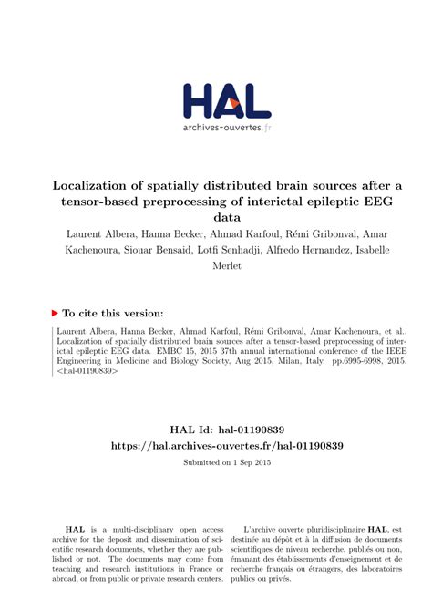 Pdf Localization Of Spatially Distributed Brain Sources After A