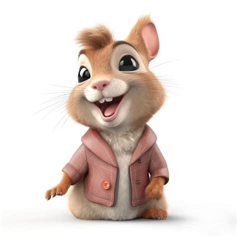 Premium Ai Image 3d Cartoon Squirrel Portrait Wearing Clothes Glasses Hat And Jacket Standing