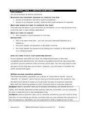 Task 1 Ver 4 Docx ASSESSMENT TASK 1 WRITTEN QUESTIONS TASK SUMMARY You Are To Answer All