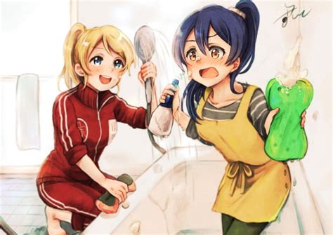 Love Live Anime Girls Ayase Eli Sonoda Umi Hd Wallpaper