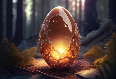 Translucent Dinosaur Egg With An Embryo Inside Stock Illustration