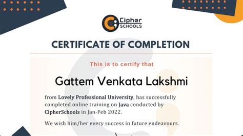 Cipherschoools Codingisfun Venkata Lakshmi Gattem