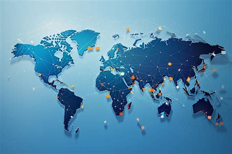 premium photo polygon world map with blockchain technology peer to