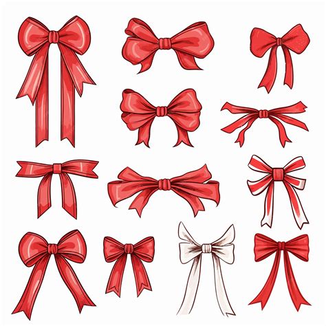 Premium Vector Linedrawingsetofredribbonshanddrawnvector