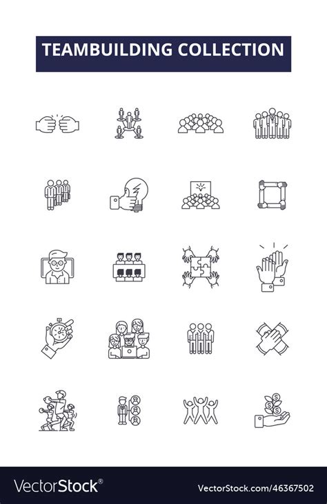Teambuilding Collection Line Icons Royalty Free Vector Image