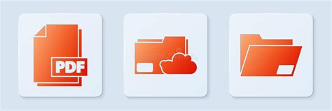 set cloud storage text document folder pdf file document and document