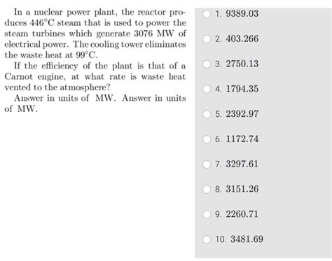 Solved In A Nuclear Power Plant The Reactor Pro Chegg