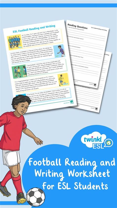 ESL Football Reading Comprehension Adn Writing Worksheet Reading