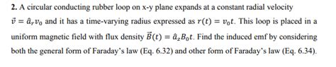 Solved 2 A Circular Conducting Rubber Loop On X Y Plane Chegg Com