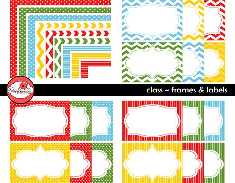 Class Frames And Labels Digital Clipart Pack 300 Dpi Red Green Yellow