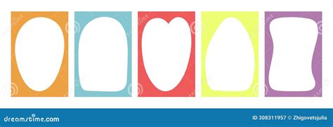 Hand Drawn Textbox Set With Bright Rich Colors Doodle Heart Oval Wavy Background For Social