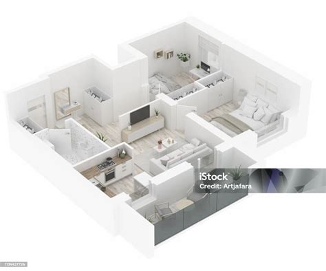 홈 평면도 평면도 흰색 배경에 고립 된 아파트 인테리어입니다 3d 렌더 등측투영법에 대한 스톡 사진 및 기타 이미지 등측투영법 디지털 생성 이미지 집 Istock