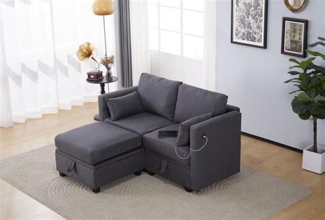 Modular Loveseat With Storage Chaise Sectional Sofa For Small Spaces