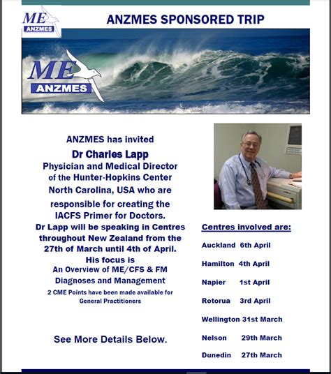 Anzmes Sponsored Tour Doctor Charles Lapp From The Usa Anzmes