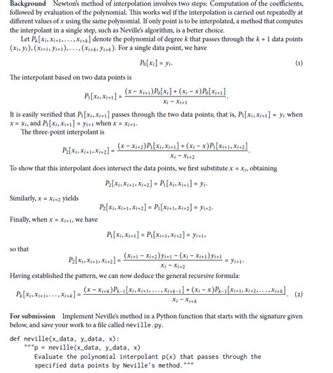Solved Background Newton S Method Of Interpolation Involves Chegg