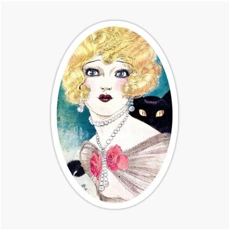 Blonde Lady With Black Cat By Nell Brinkley Hd Sticker For Sale By Vintageladies Redbubble