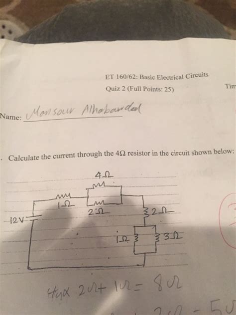 Solved Calculate The Current Through The 4 Ohm Resistor In