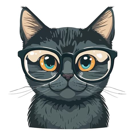 Premium Vector Little Smart Cat In Eyeglasses