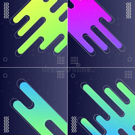 Pack Of 4 Abstract Gradient Shape Backgrounds With Cool And Modern