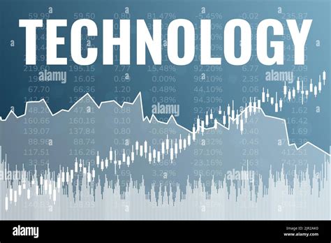 Sector Technology On Stock Market On Blue Finance Background Stock
