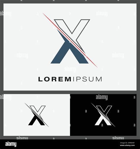 Letter X Cutting Logo Icon With Line Cut In The Middle Creative