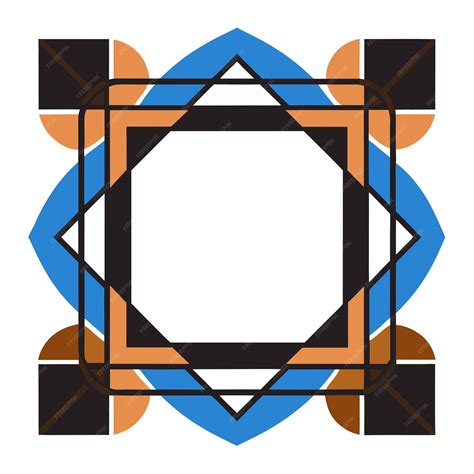 Decorative Square Frame Border With Geometric Lines And Symmetrical Pattern Vector Elements