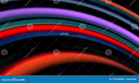 Fluid Rainbow Colors On Black Background Vector Wave Lines And Swirls Stock Vector