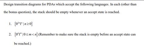 Solved Design Transition Diagrams For Pdas Which Accept The