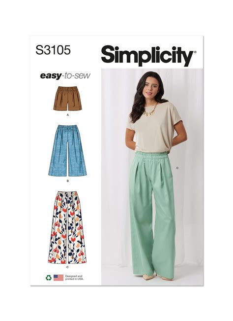 Simplicity Sewing Pattern S3105 Misses Shorts And Trousers Sewdirect