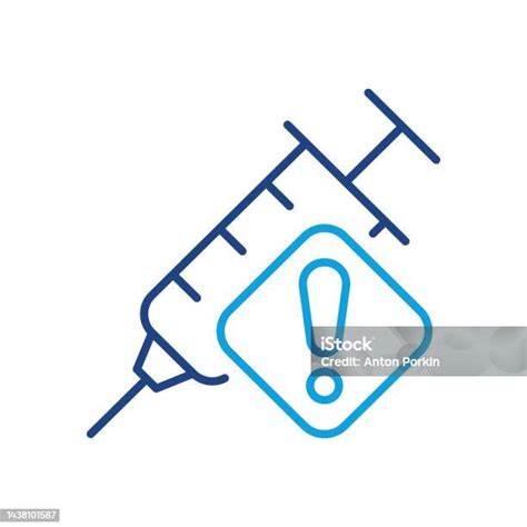 백신 경고 줄 아이콘입니다 경고 색상 표시가 있는 예방 접종 주사기 약물 마약 마약 주사기 선형 아이콘에 대한주의 사항 편집