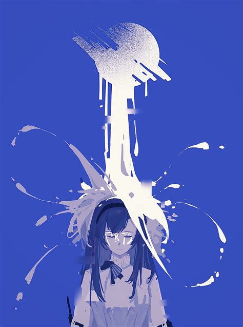 Priestess Arknights Arknights Absurdres Highres 1girl Blue Background Blue Theme Bow