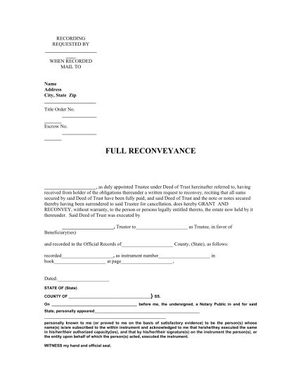 101 Deed Of Reconveyance Sample Page 3 Free To Edit Download And Print