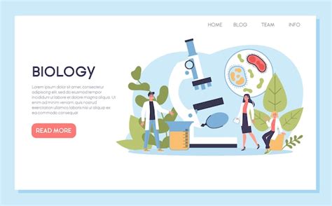 Premium Vector Biology Science Web Header People With Microscope