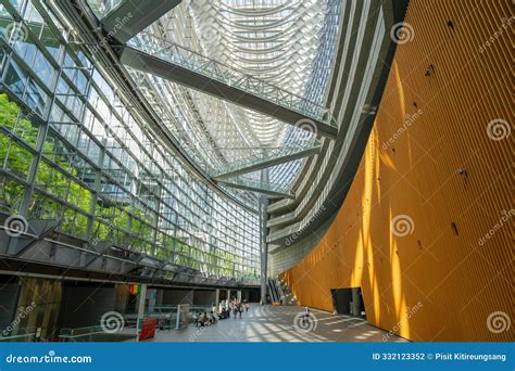 Interior Of Tokyo International Forum A Glass Building With Roller